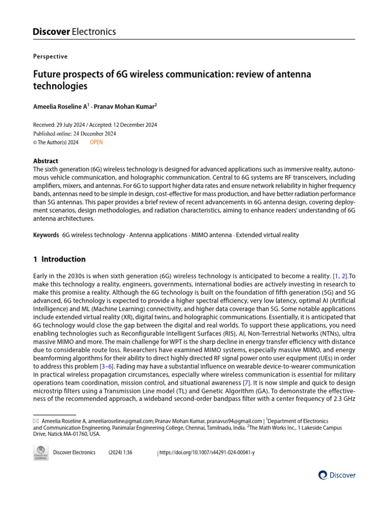 Future Prospects of 6G Wireless Communication Revi | PDF | Antenna ...