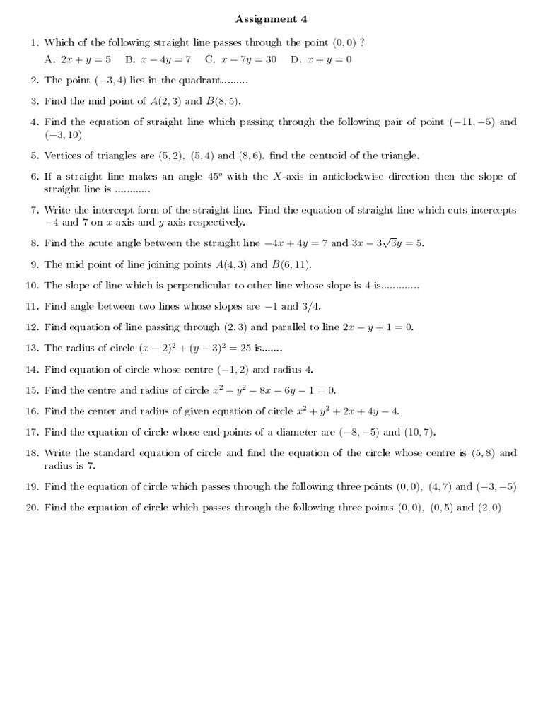 Geometry and Circle Equations Assignment | PDF