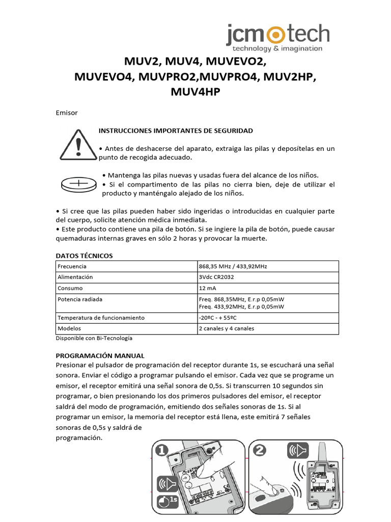 Manual JCM - TEch MUV2 | PDF | Tecnología de información y comunicaciones | Electrónica