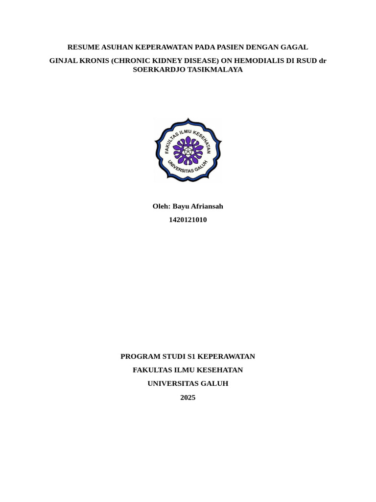 Resume kasus CKD HD | PDF