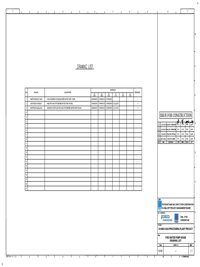 Drawing List (Fire Water Pump House) - Rev.1 | PDF