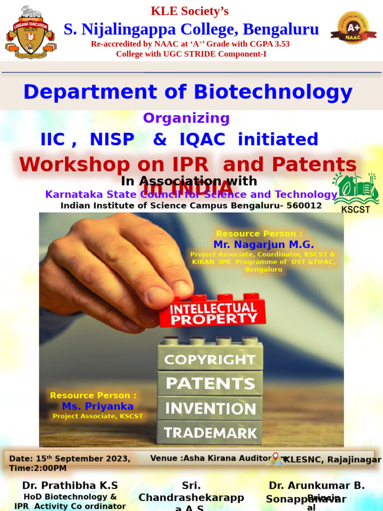 IPR and Patents Workshop in Bengaluru | PDF