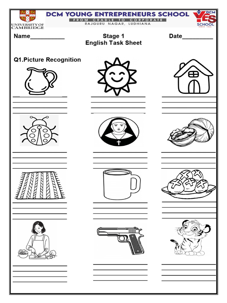 English Task Sheet for Stage 1 | PDF