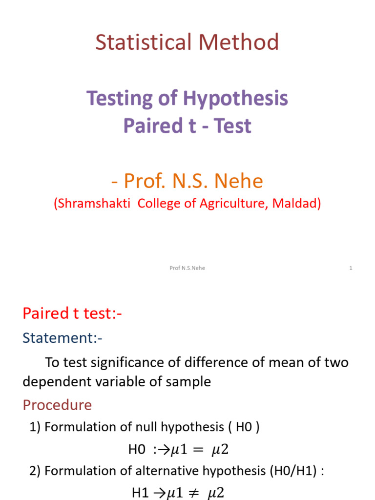 Paired T Test | PDF