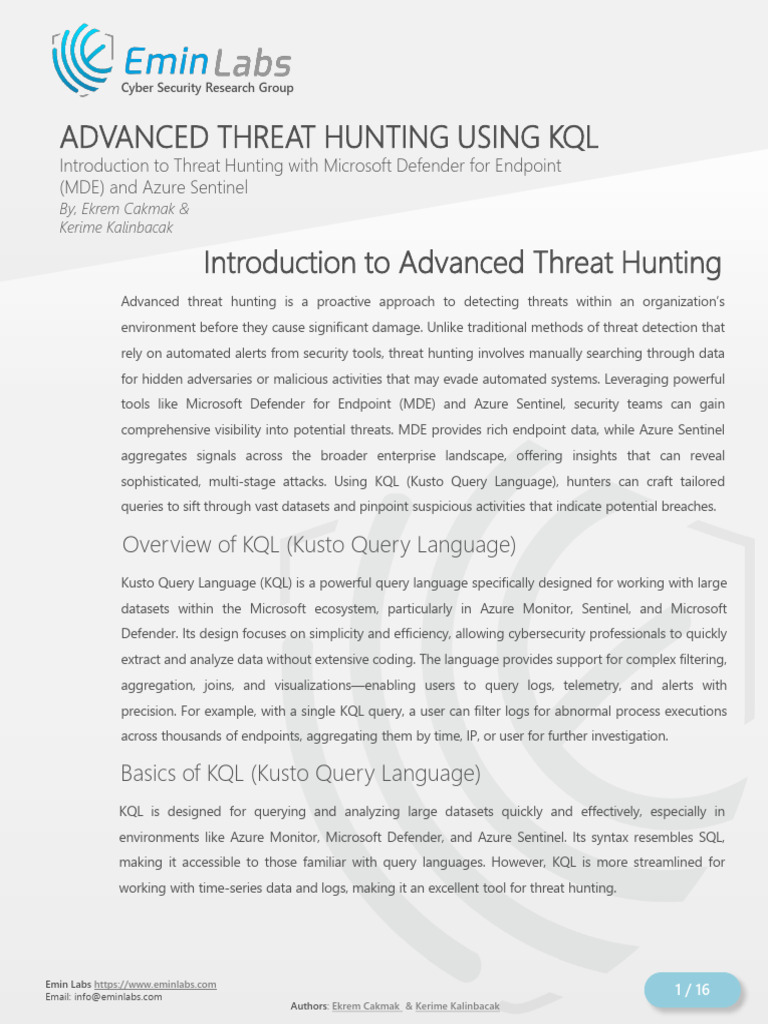 Advanced Threat Hunting with KQL | PDF | Security | Computer Security
