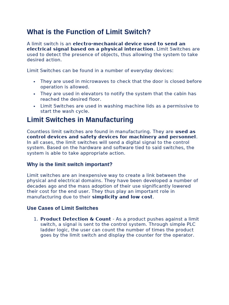 Limit Switch | PDF | Switch | Machines
