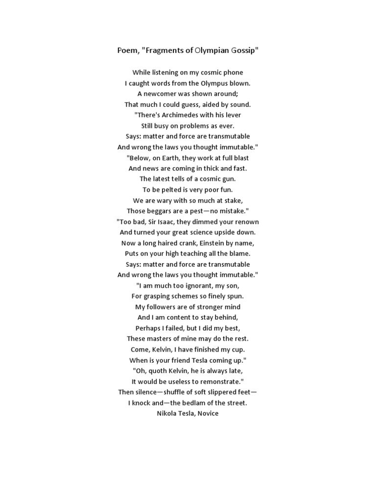 Tesla Poem | PDF