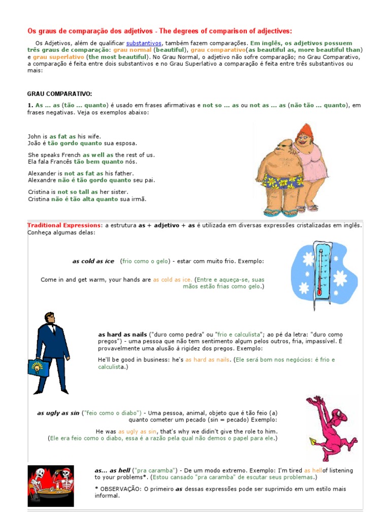 Os Graus de Comparação Dos Adjetivos | PDF | Tipologia linguística ...
