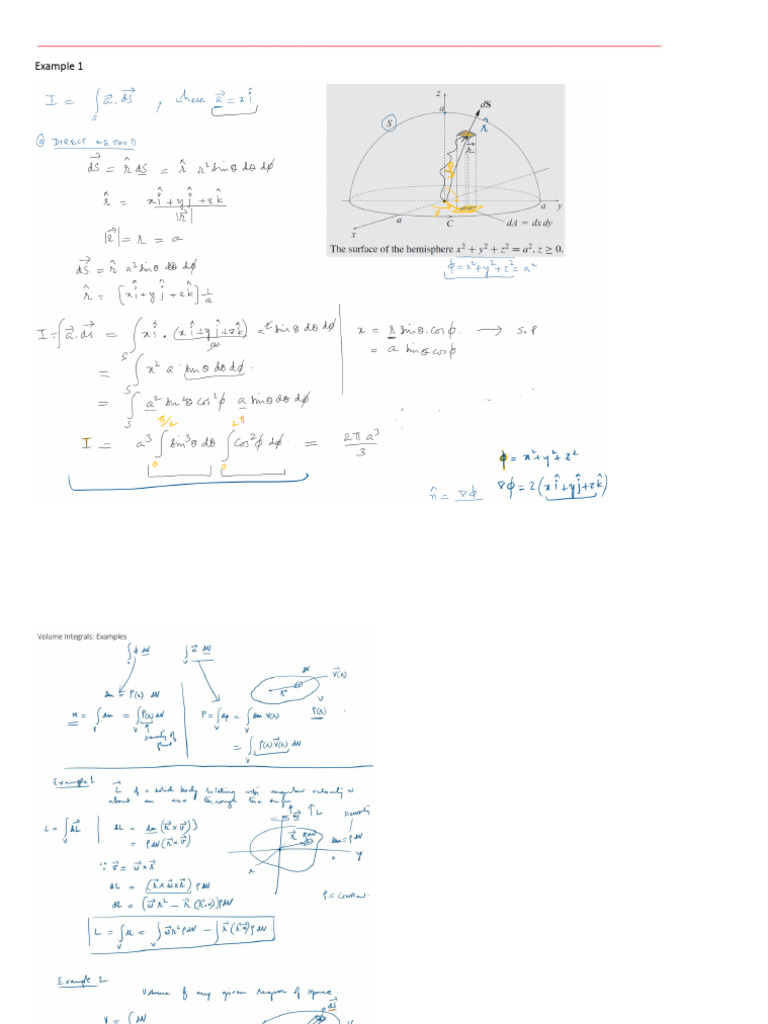 Examples Surface and Volume Integrals | PDF
