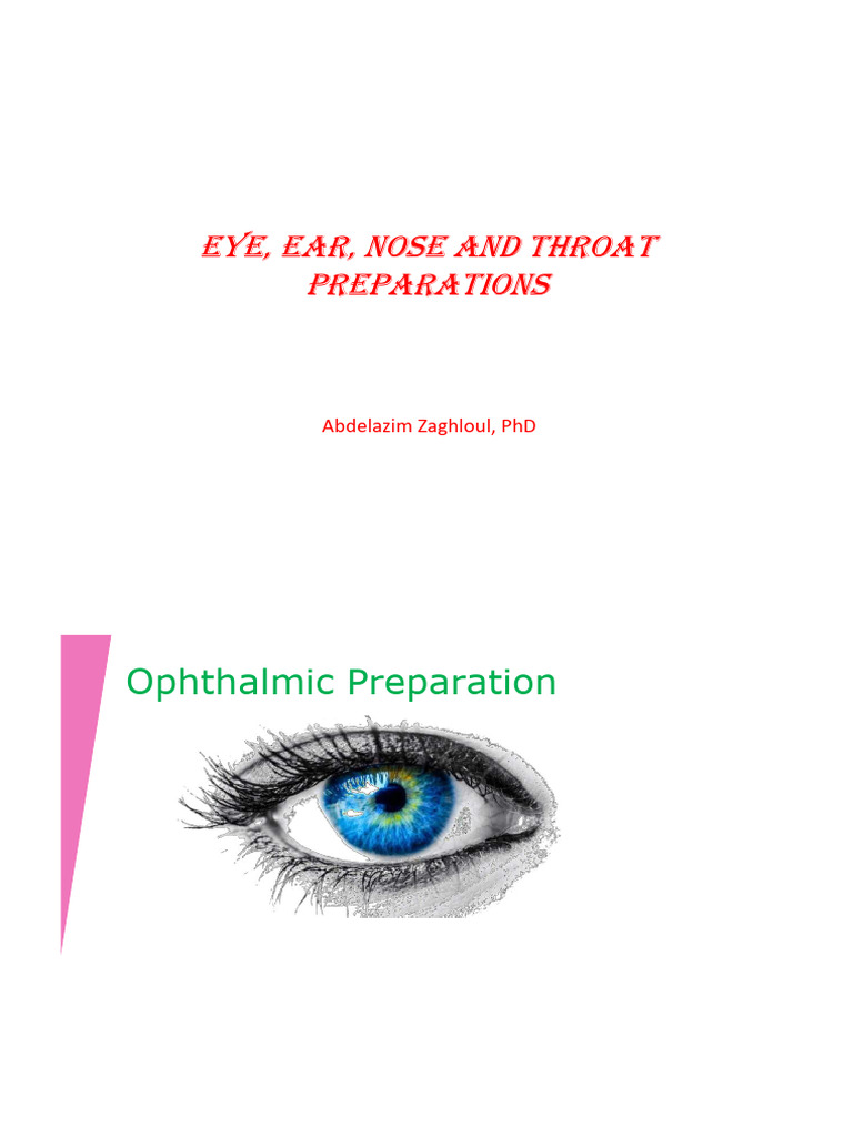 Ophthalmic and Otic Preparation Guide | PDF | Topical Medication ...