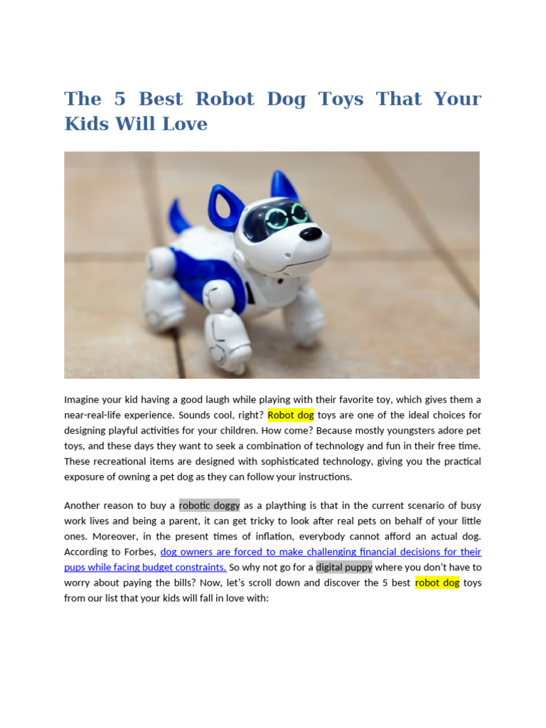 5 Best Robot Dog Toys That Your Kids will Love | PDF | Toys | Dogs