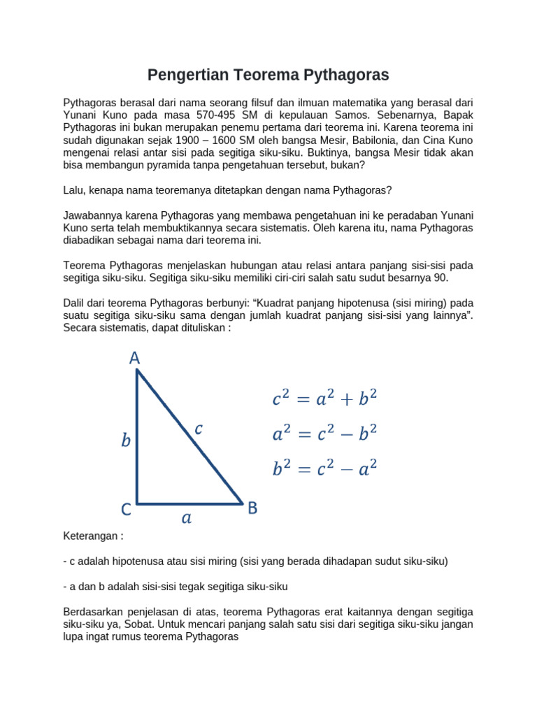 Teorema Pythagoras | PDF