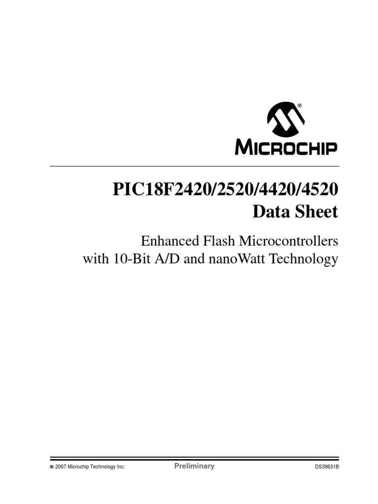 18f4520 Datasheet | PDF | Microcontroller | Digital Electronics