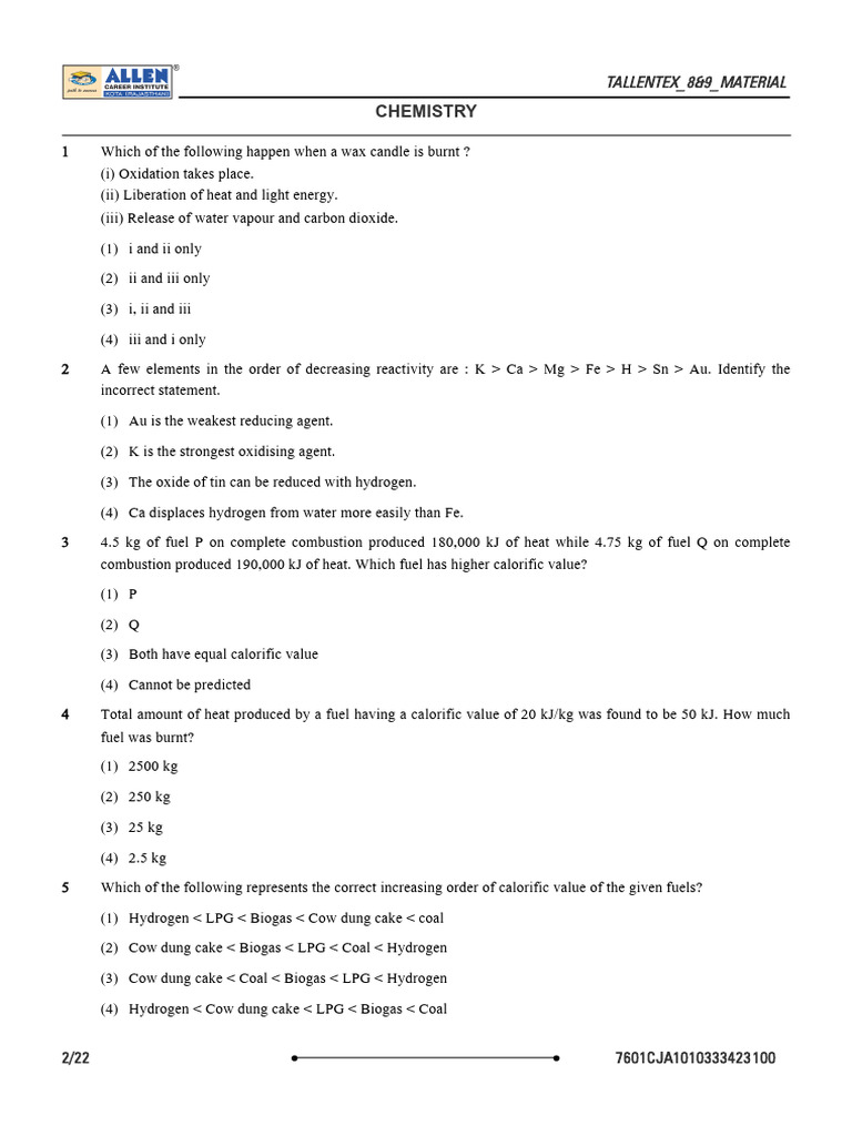 Tallentex 8-9 Material SC - 1 | PDF | Fuels | Redox