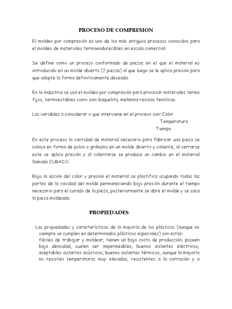 Proceso de Compresión en Moldeo | PDF | Silicona | El plastico