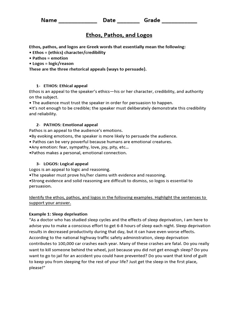 Worksheet Rhetorical Appeals | PDF | Persuasion