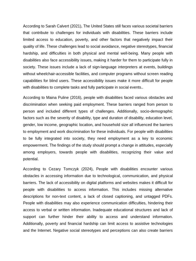 Barriers Faced by People with Disabilities | PDF | Disability ...