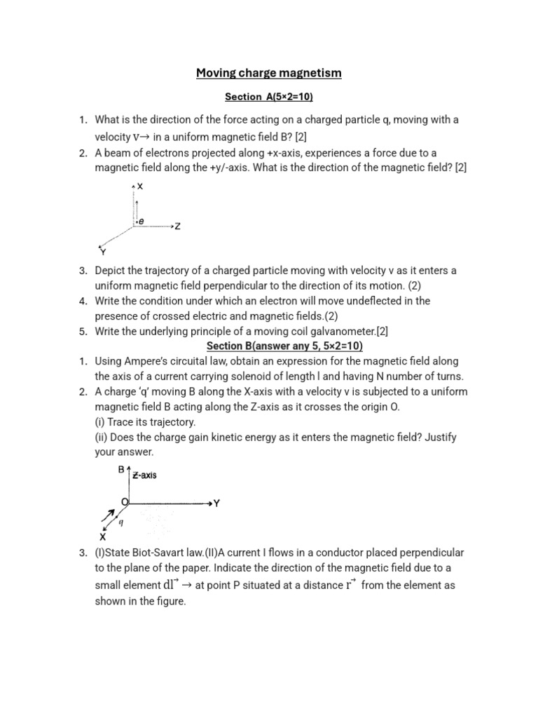 Moving Charge and Magnetic Field Concepts | PDF