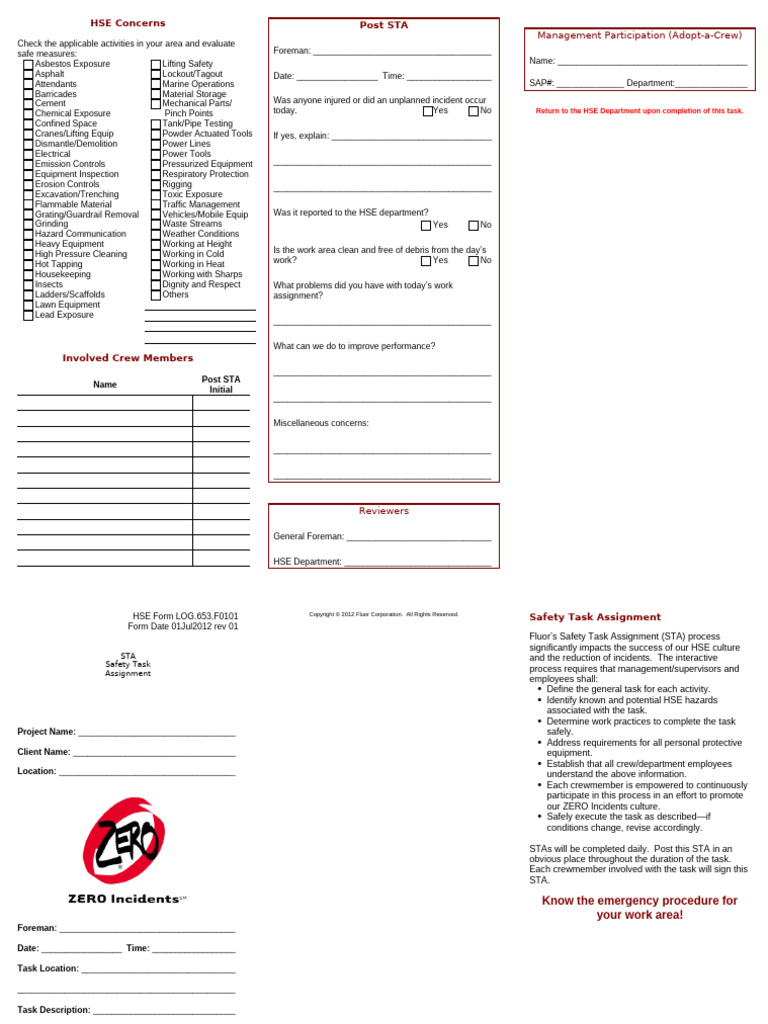 STA Form 000.653.F0101 Rev 01 | PDF | Safety | Occupational Safety And ...