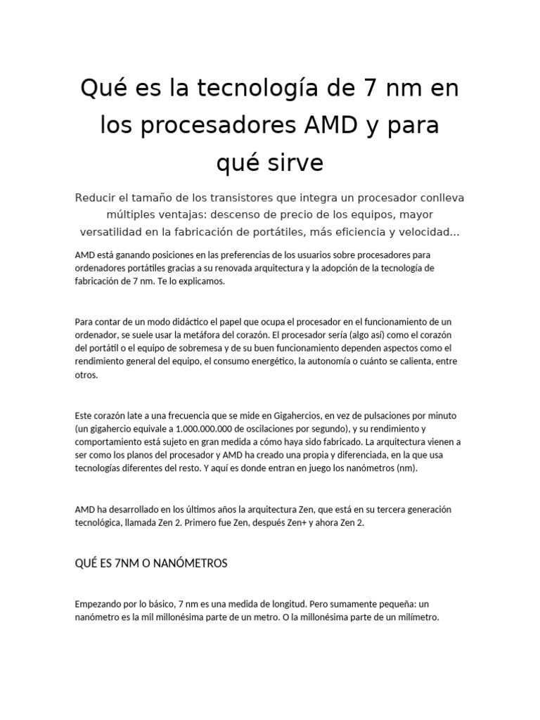 AMD 7nm | PDF | Microprocesador | Procesador Multi Core