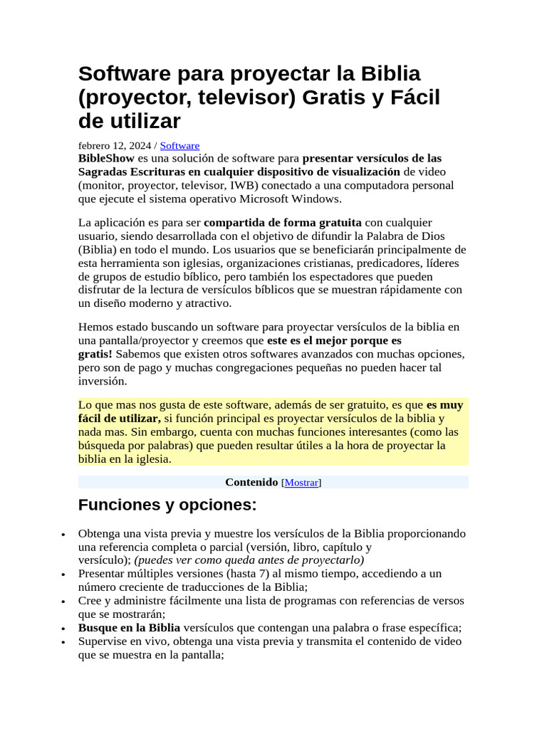 Software para Proyectar La Biblia | PDF | Microsoft Windows | Software