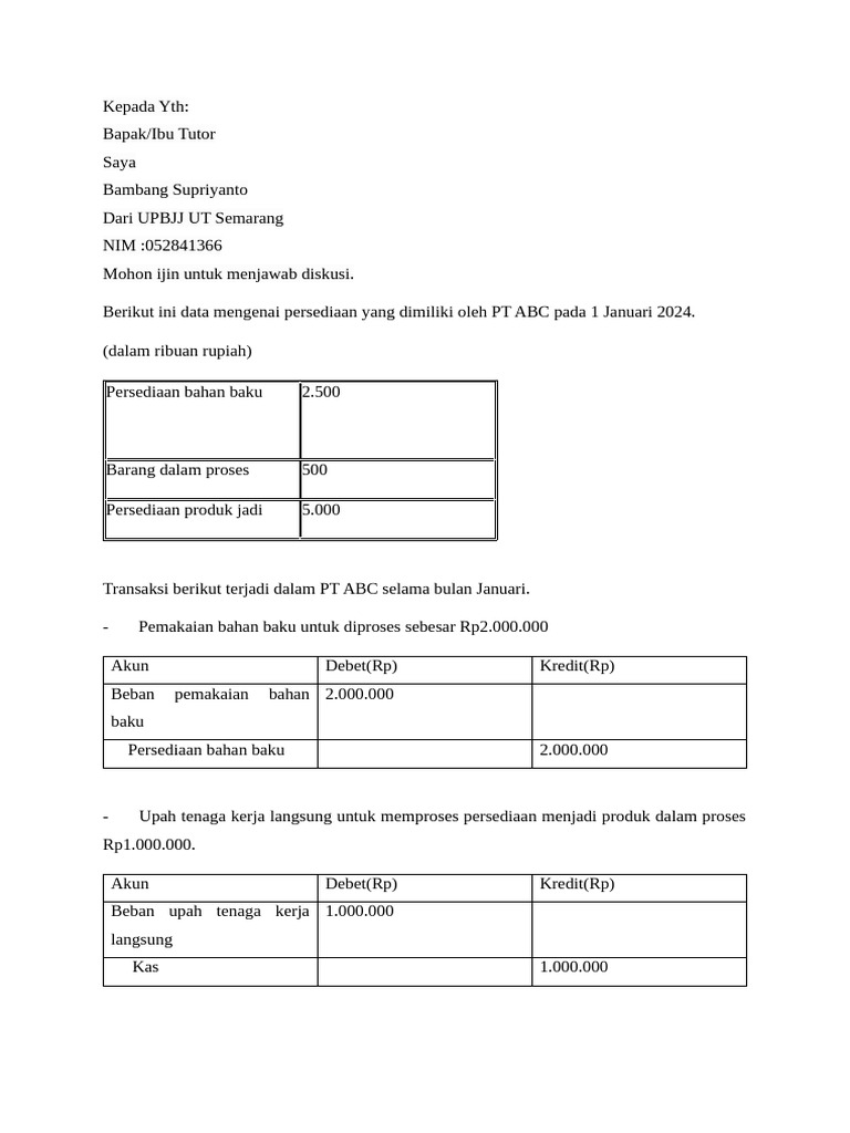 Jurnal Transaksi dan Persediaan PT ABC | PDF