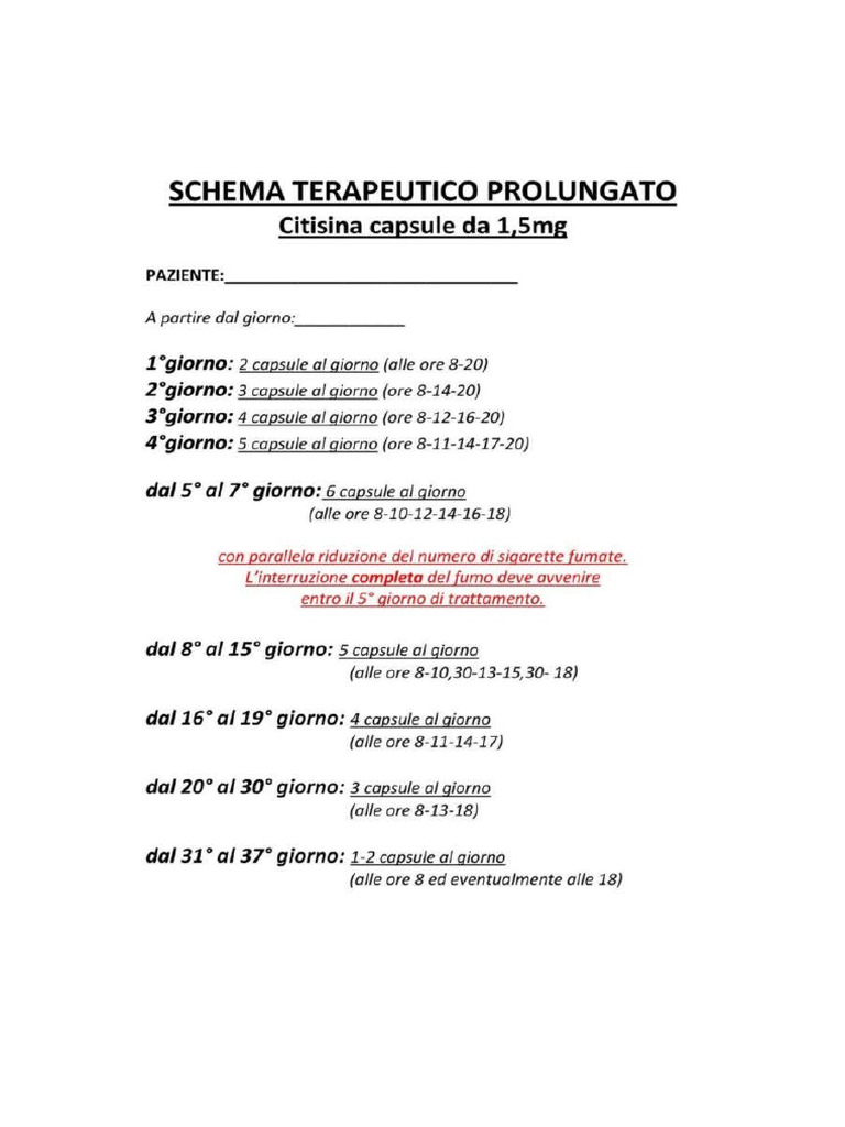 Schema Prolungato Con Induzione Citisina | PDF