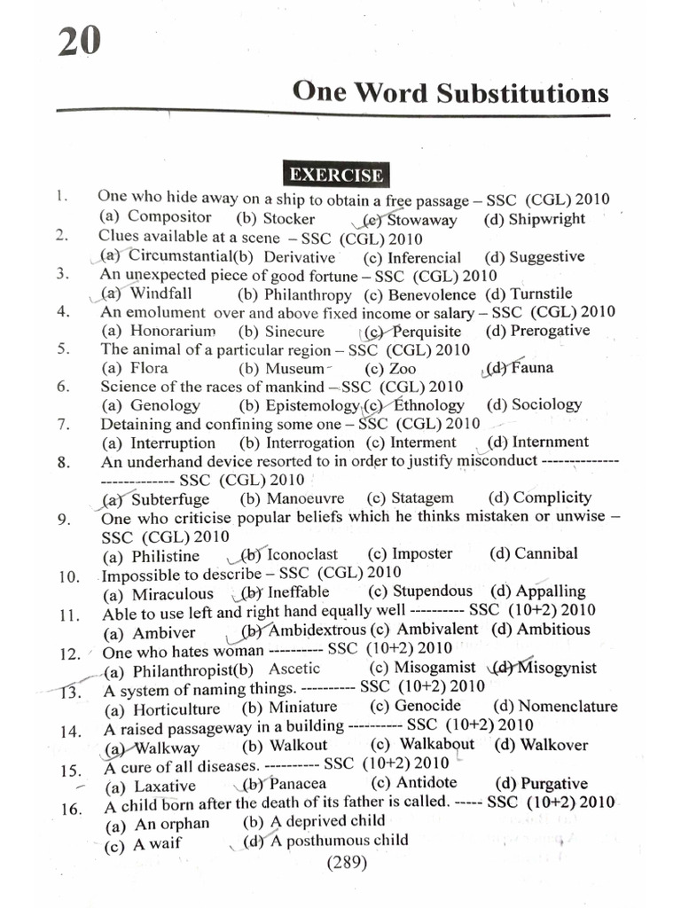 One Word.- Extra- With Answers | PDF