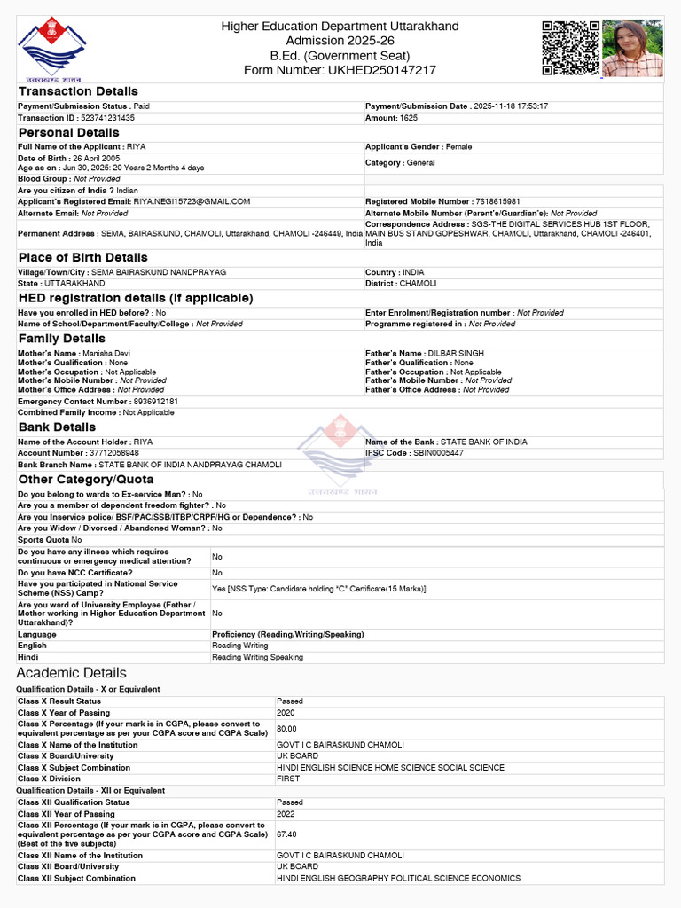 Riya Bed Counselling Form | PDF