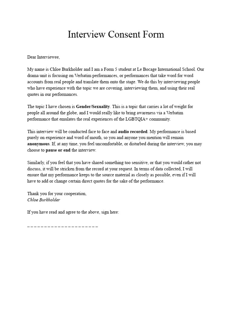 Verbatim Theater Consent Form | PDF