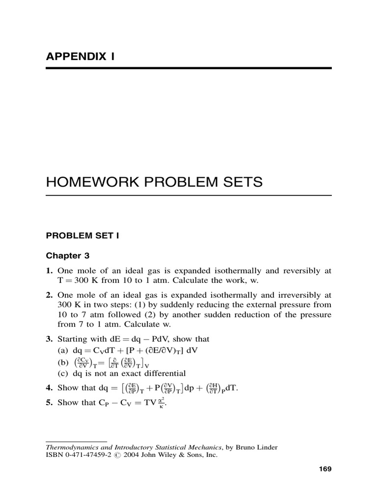 Thermodynamics Homework Problem Sets | PDF | Gases | Physical Phenomena