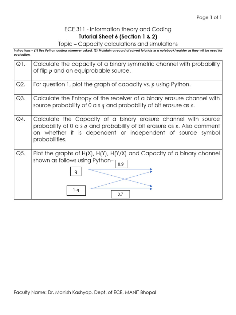 Tutorial Sheet 6 (Section 1 & 2) | PDF