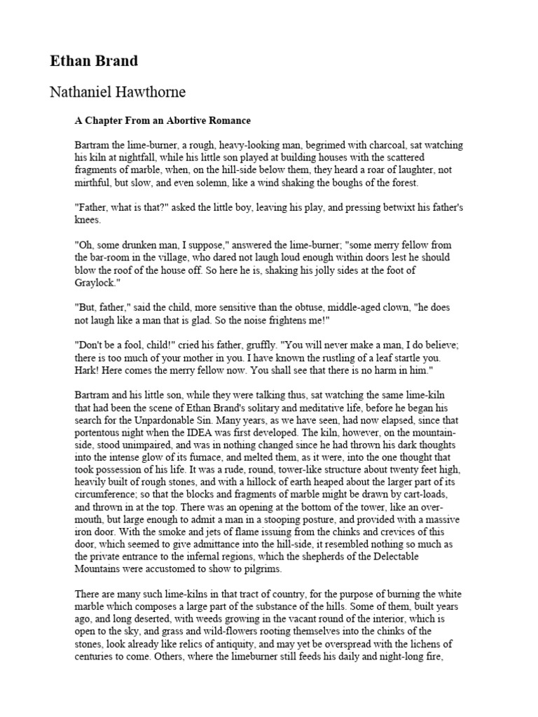Ethan Brand: The Search for Sin | PDF