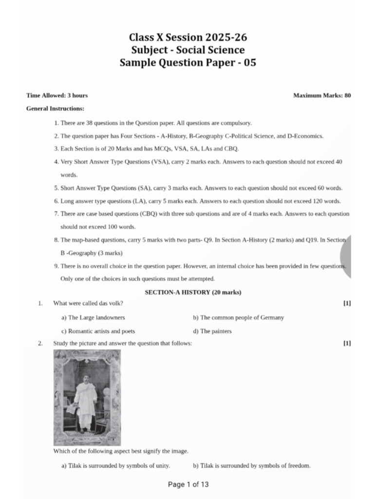 Sample Paper 1 | PDF