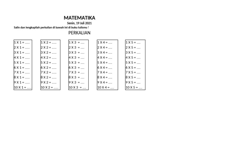 Latihan Perkalian Dasar Matematika | PDF