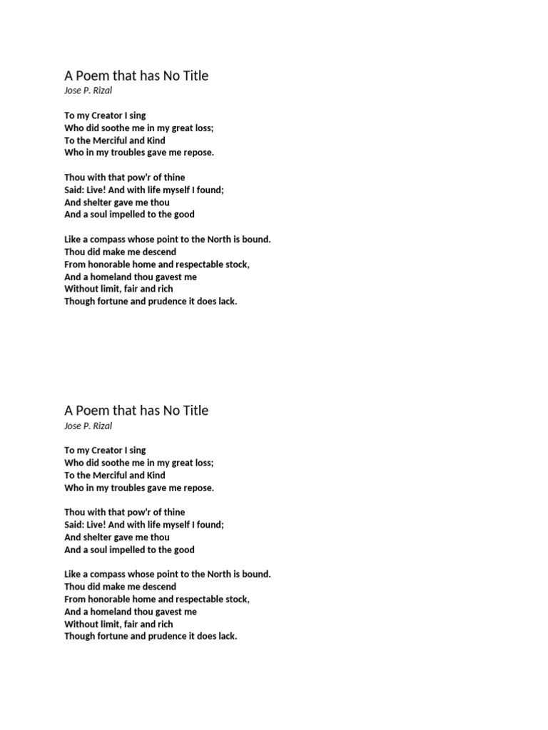 A Poem That Has No Title | PDF