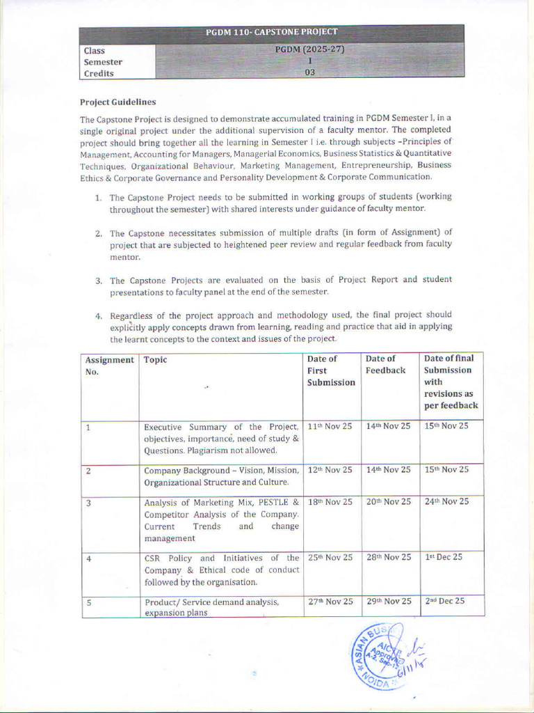 Capstone Project I Guidelines | PDF