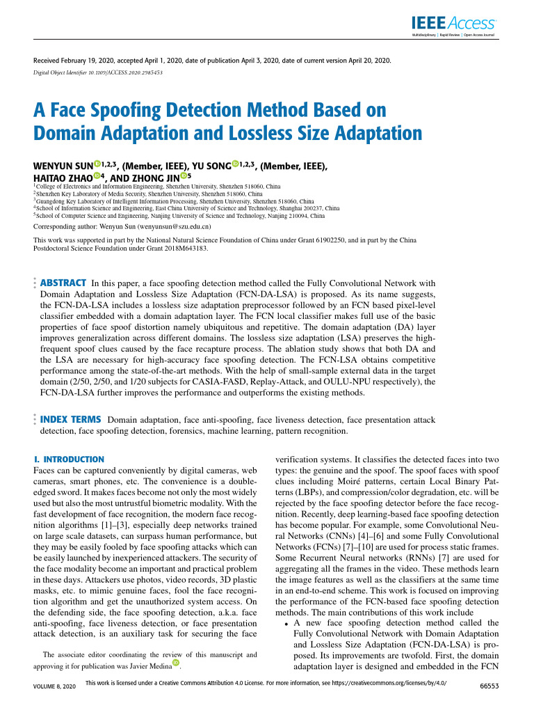 A Face Spoofing Detection Method Based On Domain Adaptation and ...