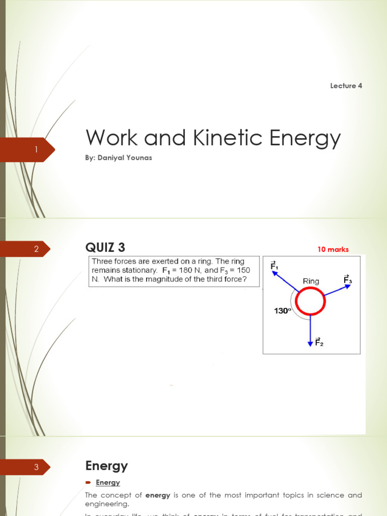 Lecture 4 - Work, Kinetic Energy, Work-Energy Theorem | PDF | Force ...