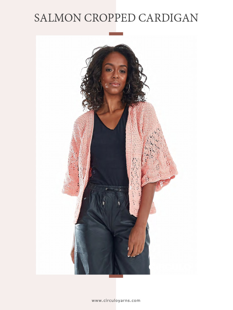 Salmon Cropped Cardigan | PDF | Knitting | Knitting Needle