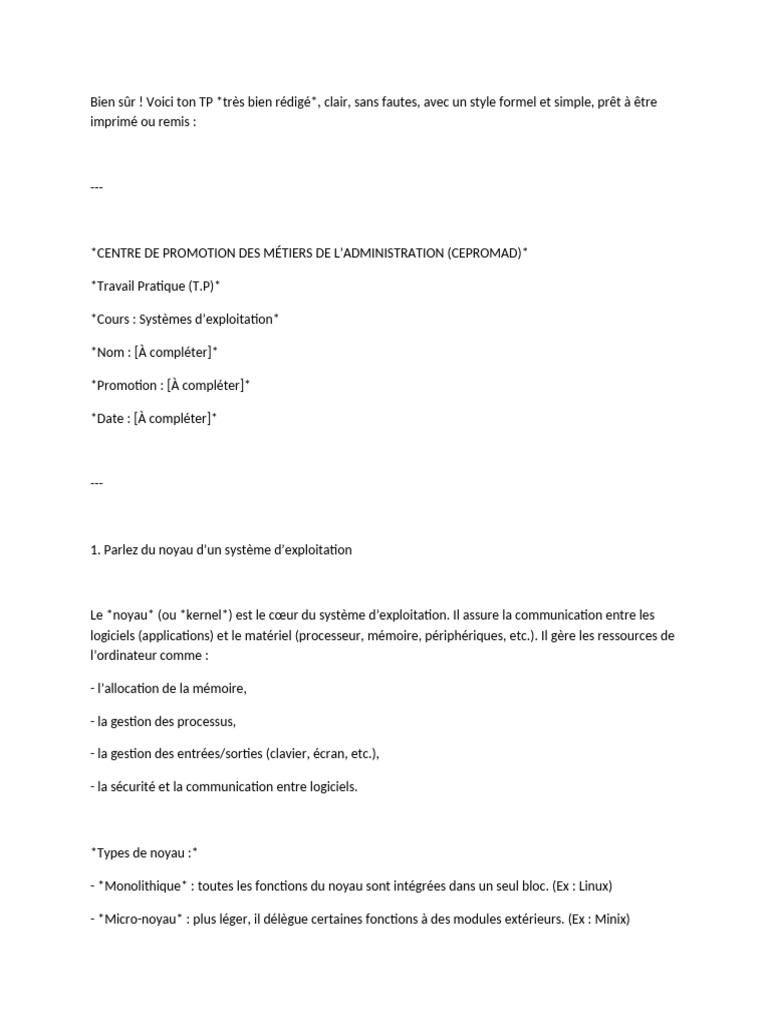 Introduction aux systèmes d'exploitation | PDF