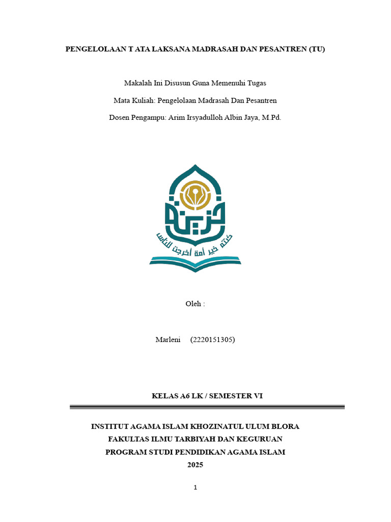 Pengelolaan T Ata Laksana Madrasah Dan Pesantren C Dan D | PDF