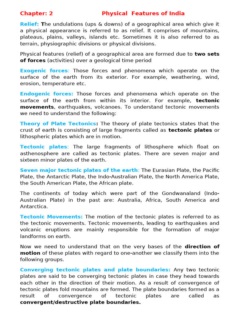 Physical Featuresof India | PDF | Plate Tectonics | Himalayas