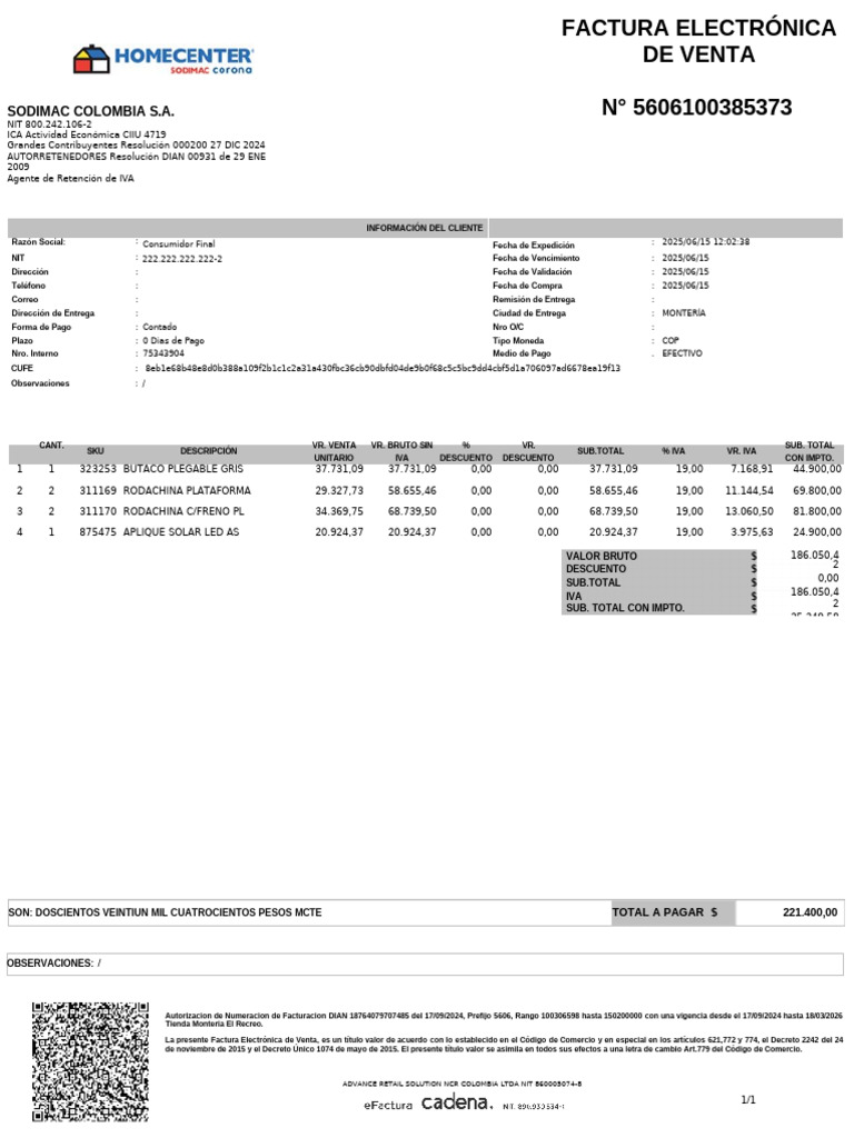 Factura Electrónica de Venta en Montería | PDF | Tecnología bancaria ...