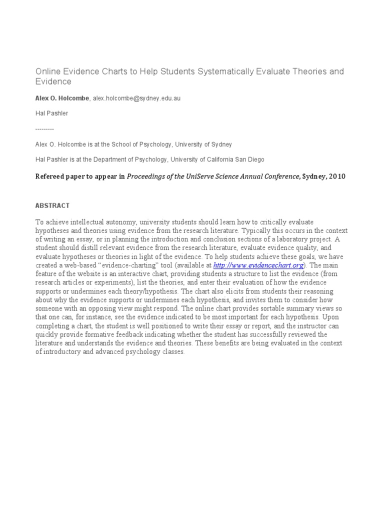 Online Evidence Charts | PDF | Scientific Method | Hypothesis