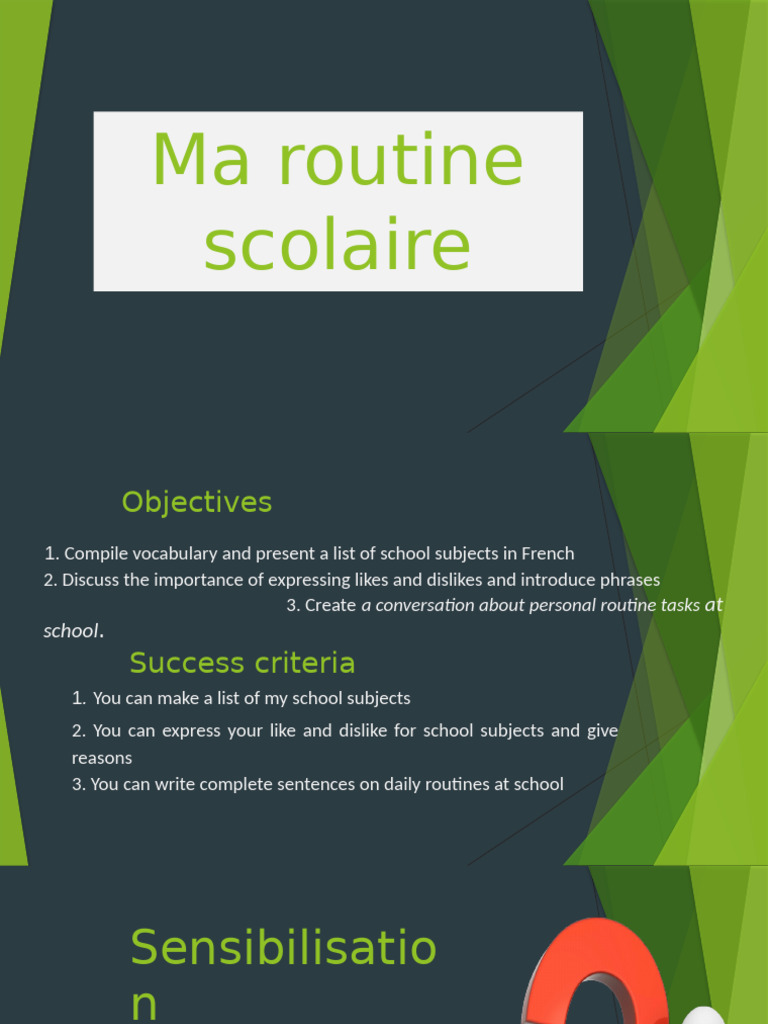 Routine Scolaire et Préférences en Français | PDF