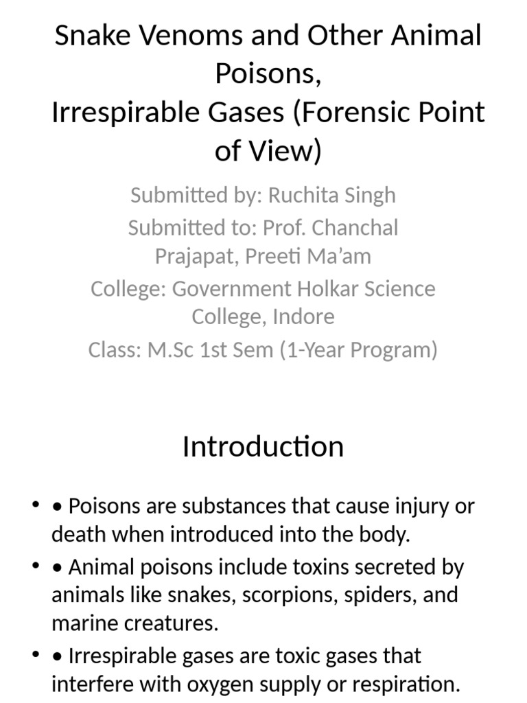 Forensic Analysis of Snake Venoms and Poisons | PDF | Poison | Venom
