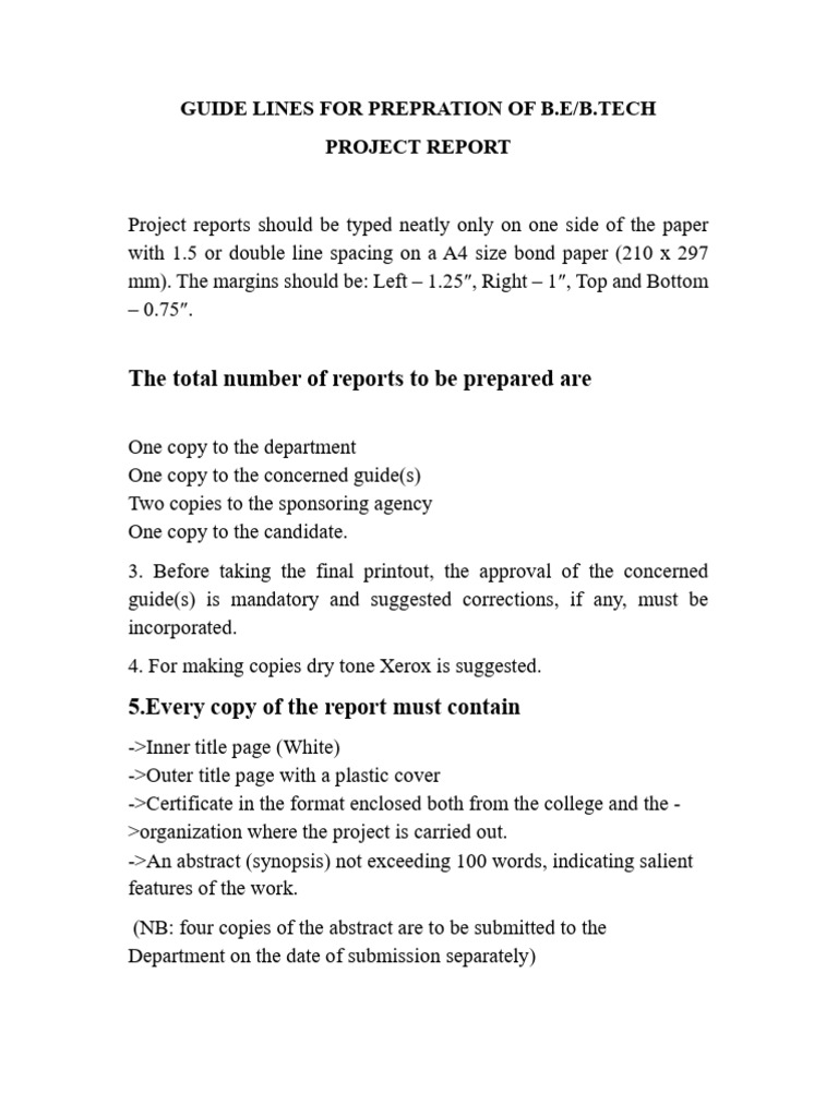 B.E/B.Tech Project Report Guidelines | PDF | Thesis | Software
