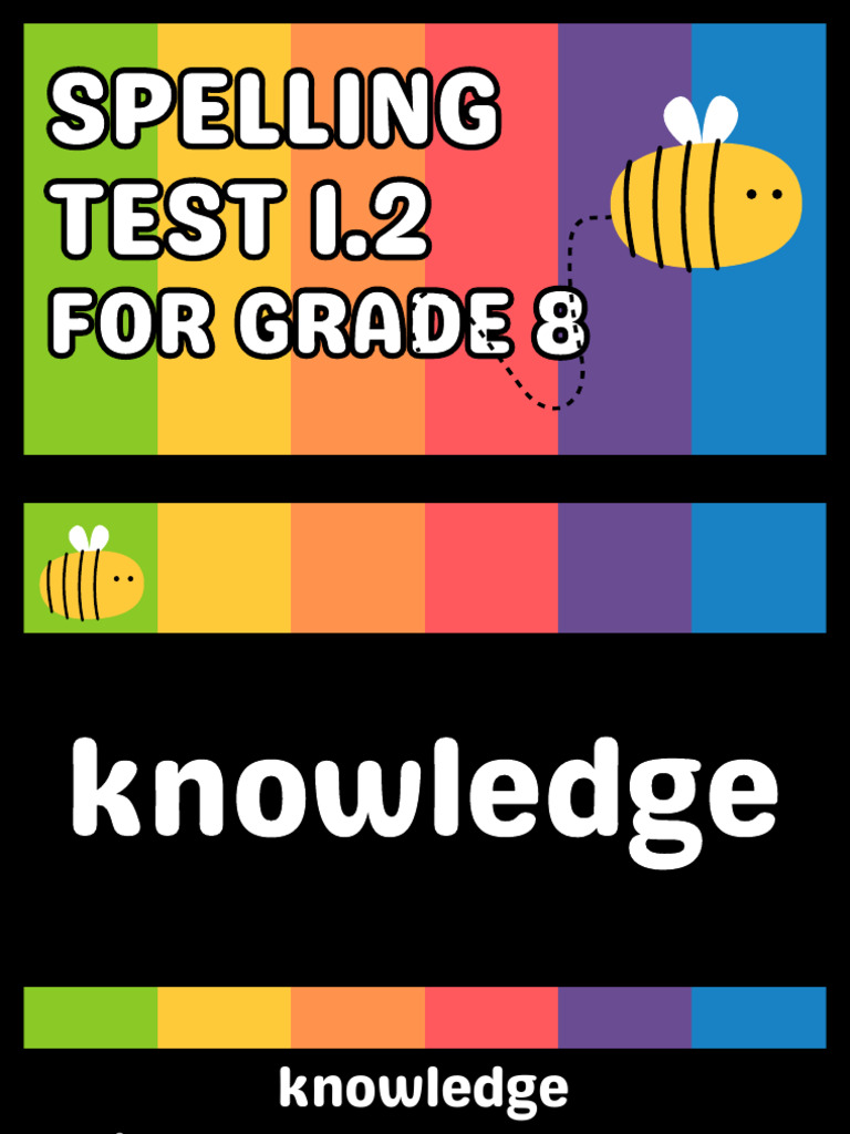 Spelling Test 1.2 For Grade 8 | PDF