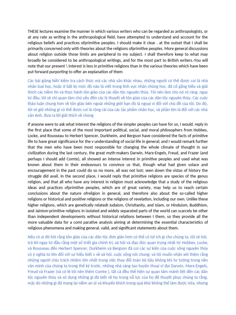 Lý Thuyết 1- Theory of Primitive Religion | PDF